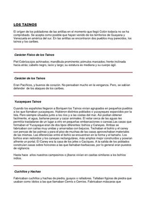 Quienes Eran Los Tainos