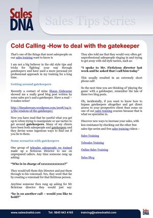 Calaméo - How To Deal with the Gatekeeper In Cold Calling