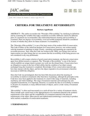 Calaméo - Appelbaum, B. Reversibility criteria. 1987