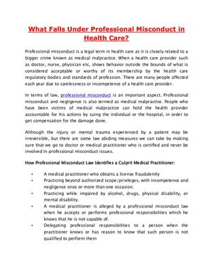 Calaméo - What Falls Under Professional Misconduct in Health Care?