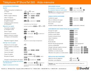 Calaméo - Manuel Utilisateur Shoretel - Quick Guide -Telephone 265 - FR