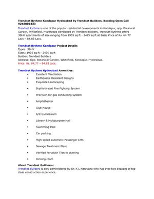 Calaméo - Trendset Rythme Kondapur Hyderabad by Trendset Builders ...