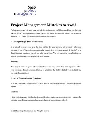 Calaméo - Project Management Mistakes to Avoid