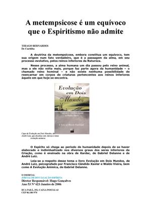 Calaméo - A metempsicose é um equívoco que o Espiritismo não admite