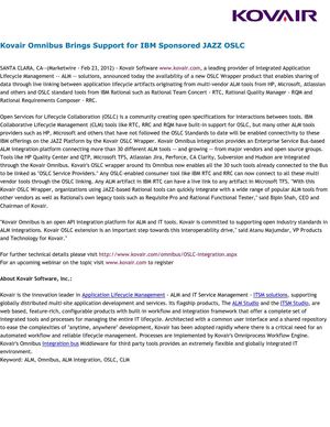 Calaméo - Kovair Omnibus Brings Support for IBM Sponsored JAZZ OSLC