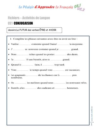 Calaméo - Devoirs Le FUTUR des verbes ÊTRE et AVOIR