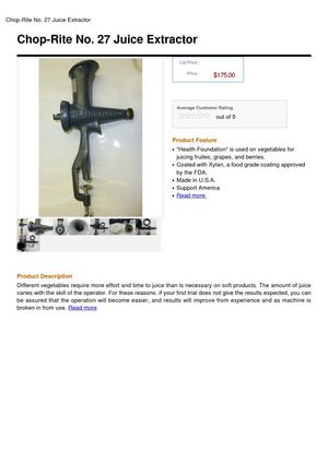 Calaméo - Chop-Rite No. 27 Juice Extractor