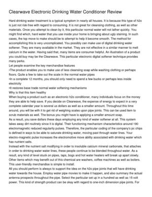 Calaméo - Clearwave Electronic Drinking Water Conditioner Review