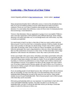 Calaméo - Leadership – The Power of a Clear Vision