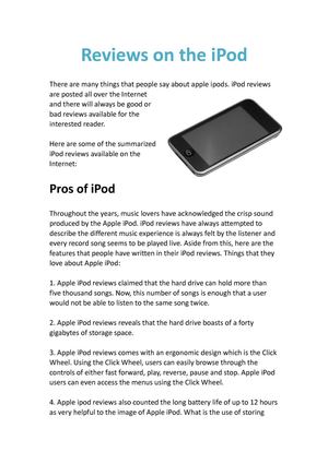 Calaméo - Reviews on the iPod