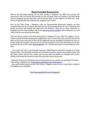 Calaméo - Recommended Restaurants