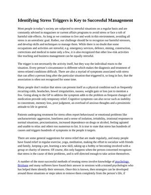 Calaméo - Identifying Stress Triggers is Key to Successful Management