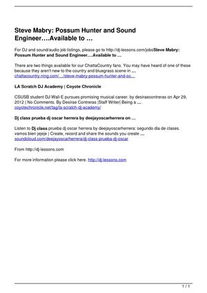 Calaméo - Steve Mabry: Possum Hunter and Sound Engineer….Available to