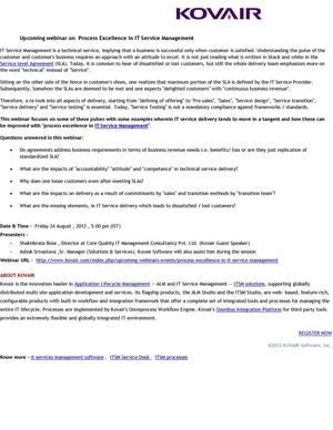 Calaméo - Webinar on Process Excellence in IT Service Management