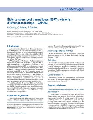 Calaméo - États de stress post traumatiques (ESPT) : éléments d ...