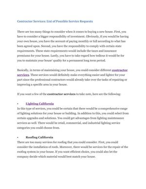 Calaméo - Contractor Services: List Of Possible Service Requests