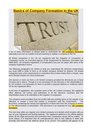 Calaméo - Basics of Company Formation in the UK