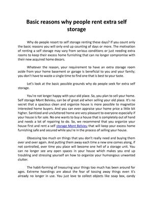 Calaméo - Basic reasons why people rent extra self storage