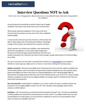 Calaméo - Interview Questions NOT to Ask