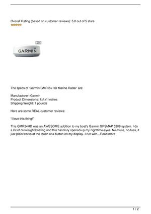 Calaméo - Garmin GMR 24 HD Marine Radar Review