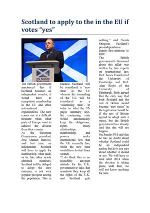 Calaméo - Scotland to apply to the in the EU if votes yes