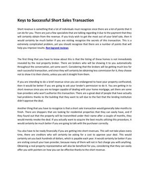 Calaméo - Keys to Successful Short Sales Transaction