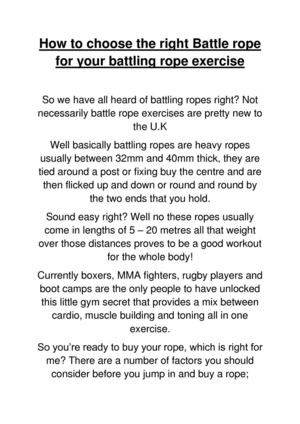 Calaméo - How to choose the right battle rope for your battling rope ...