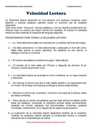 Calaméo - LA VELOCIDAD LECTORA Y SU EVALUACIÓN...