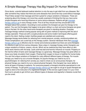 Calaméo - A Simple Massage Therapy Has Big Impact On Human Wellness