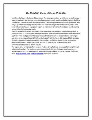 Calaméo - The Reliability Factor of Social Media Hits