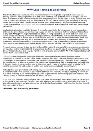 Calaméo - Why Lead Testing Is Important