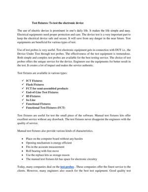 Calaméo - Test fixtures: To test the electronic device