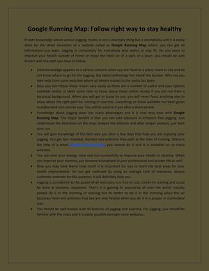 Calaméo - Google Running Map: Follow right way to stay healthy