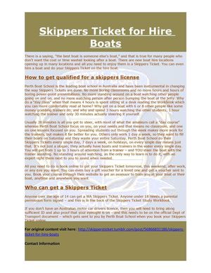 Calaméo - Skippers Ticket for Hire Boats