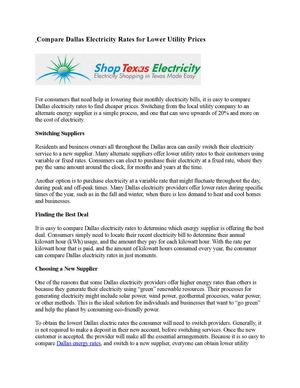 Calaméo - Compare Dallas Electricity Rates for Lower Utility Prices