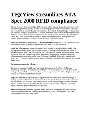 Calaméo - TegoView streamlines ATA Spec 2000 RFID compliance