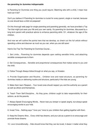 Calaméo - The Parenting for Dummies Fundamental Guide