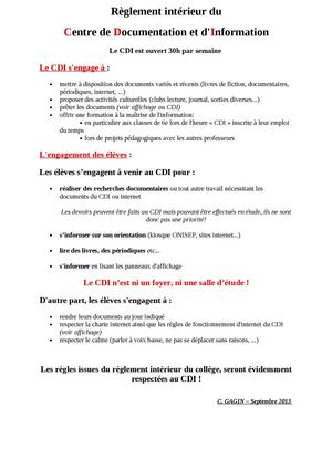 Calaméo - Règlement intérieur du CDI