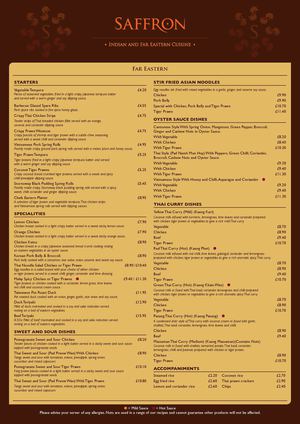 Calaméo - Saffron Restaurant Menu