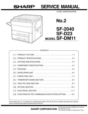 Calaméo - Service Manual SHARP SF 2040 SME