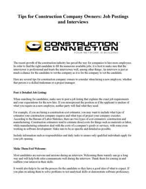 Calaméo - Tips for Construction Company Owners: Job Postings and Interviews