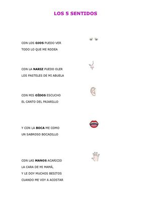 Calaméo - Poema y Actividad Los 5 Sentidos