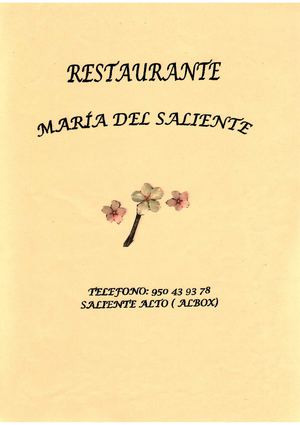 Calaméo - Restaurante María del Saliente - Carta