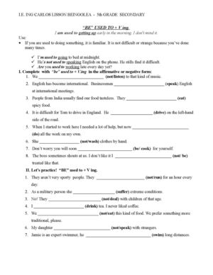 Calaméo - BE USED TO - Worksheet