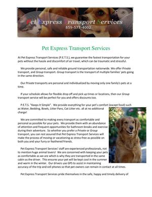 Calaméo - Pet Express Transport Services