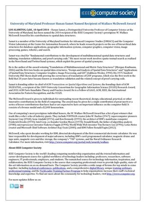 Calaméo - University of Maryland Professor Hanan Samet Named Recipient ...