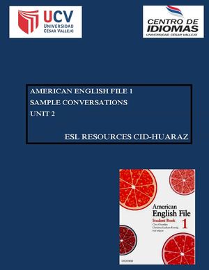 Calaméo - American English File 1- (Sample Conversation Unit 2 UCV-HUARAZ)