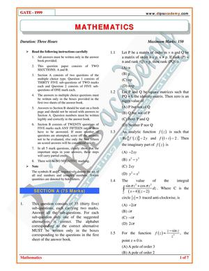 Calaméo - GATE Mathematics Paper-1999 - Dips Academy: Regenerating ...