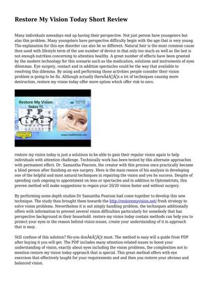 Calaméo - Restore My Vision Today Short Review