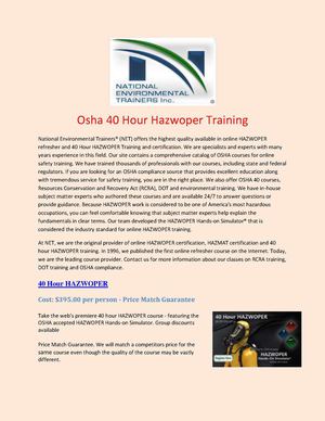 Calaméo - Osha 40 Hour Hazwoper Training
